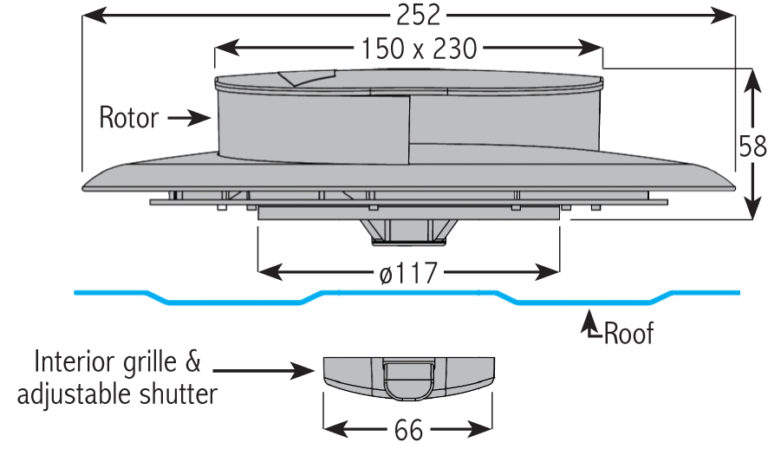 Flettner Slimline LPV™ Rotating Roof Air Vent – White
