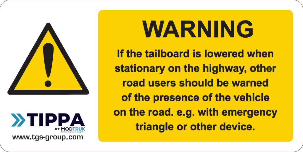Tipper Tailboard Warning Label – TransQuip