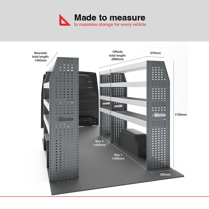 Rhino MR4 Modular Van Racking - 3 Bay System – TransQuip