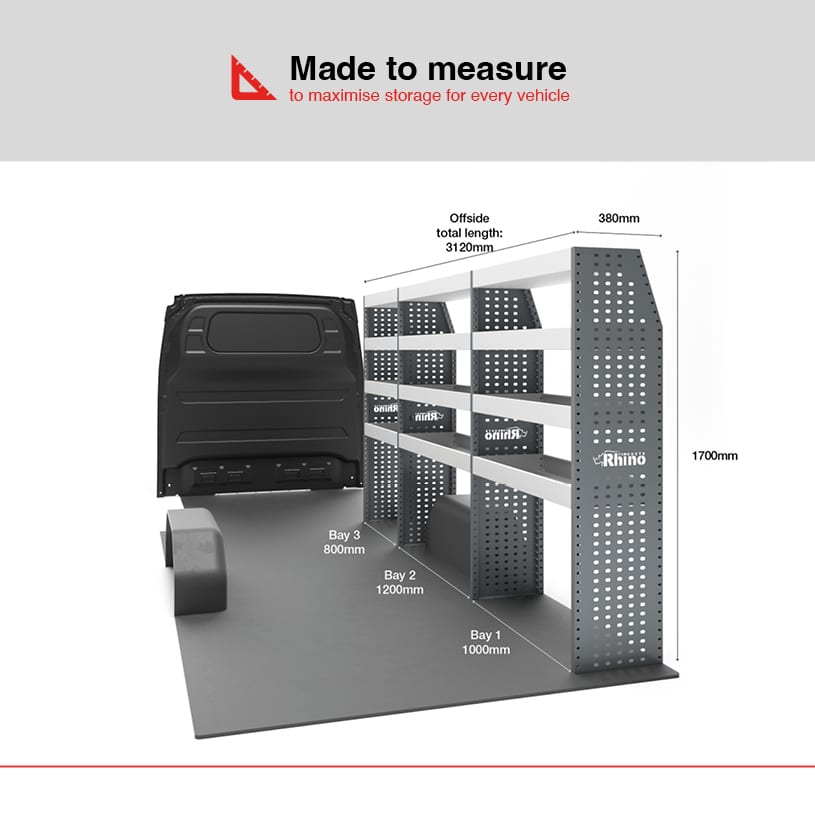Rhino MR4 Modular Van Racking - 3 Bay System – TransQuip