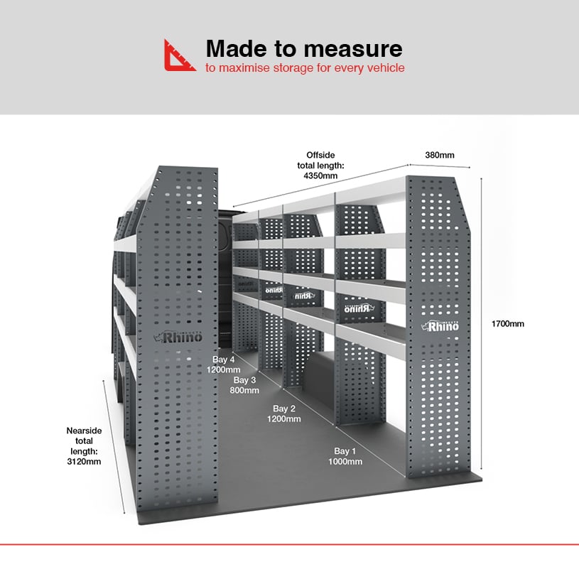 Rhino MR4 Modular Van Racking - 7 Bay System – TransQuip