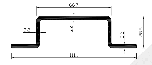 Aluminium Top Hat Section – 111.1 x 28.6 x 66.7 – TransQuip