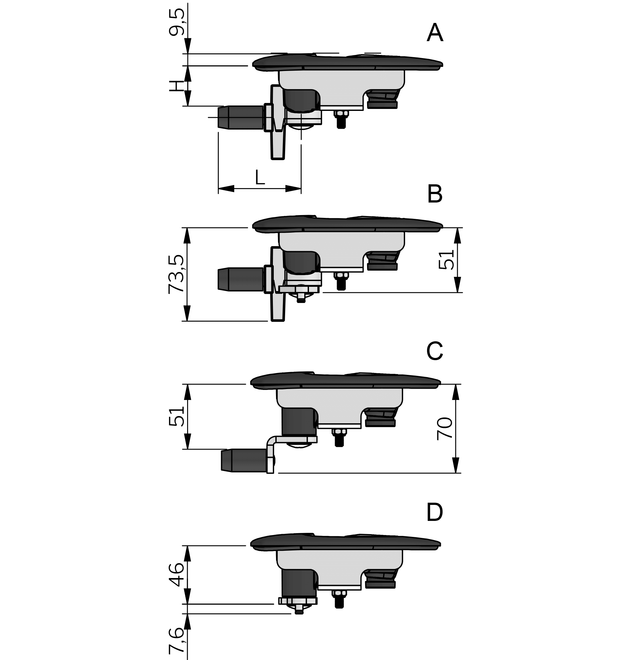 Vector ‘T2’ Flush Compression Handle – TransQuip