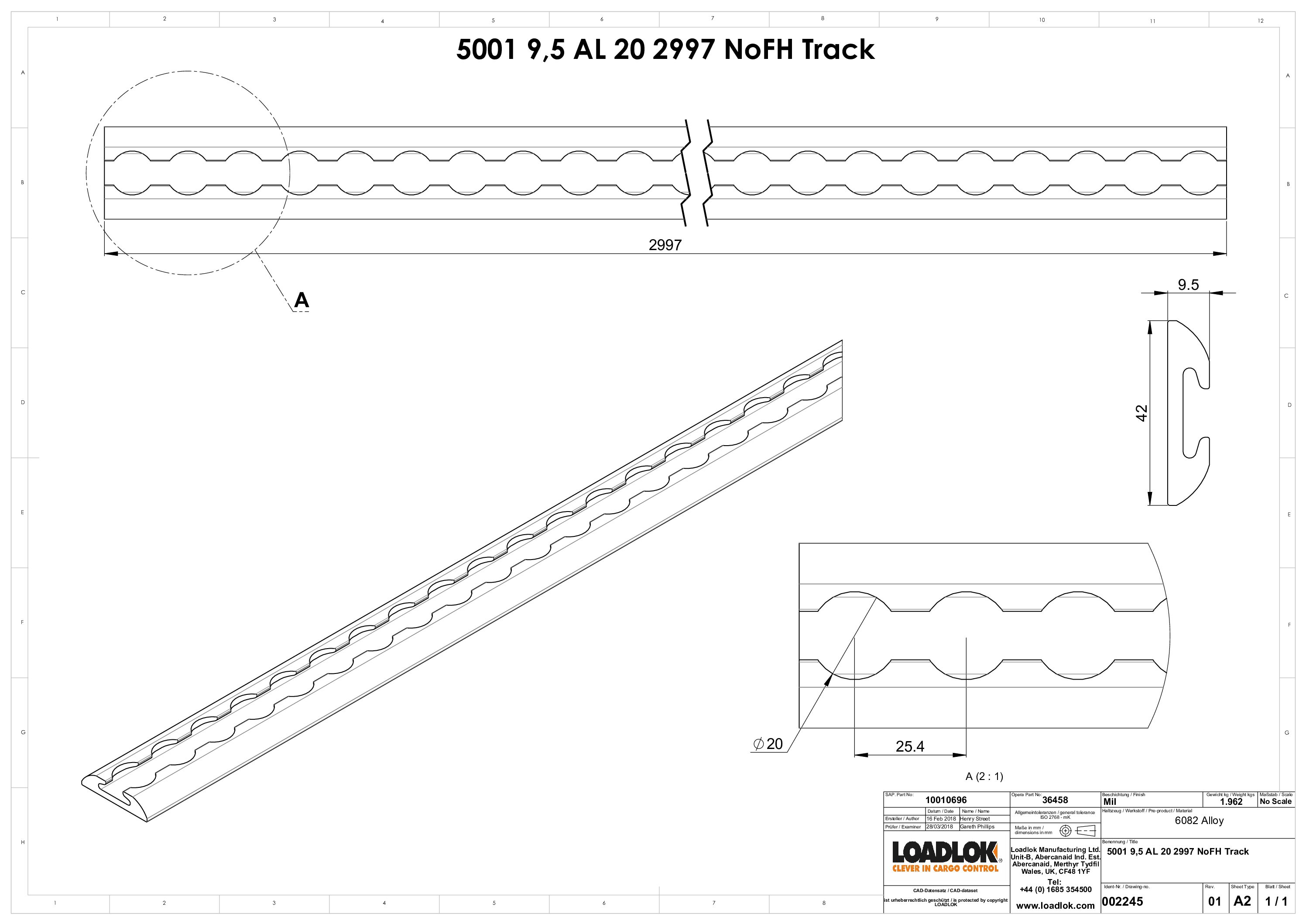 5001 LoadLok Aluminium Captive Track – 2997mm – TransQuip